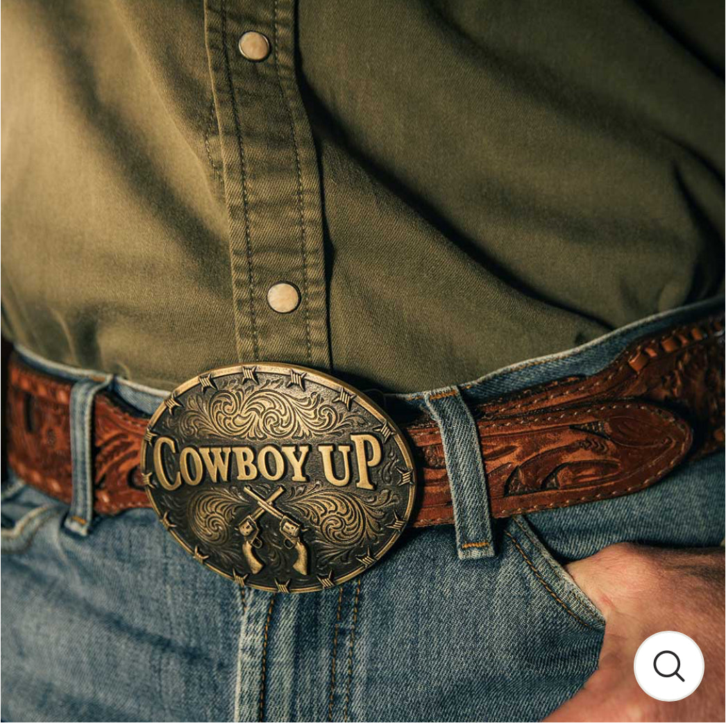 Saddle up with the Cowboy Up Attitude Buckle – The Tack House