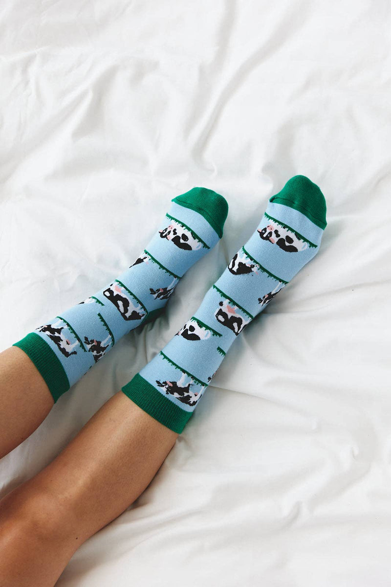 Sock ~ Cow ~ Blue – The Tack House