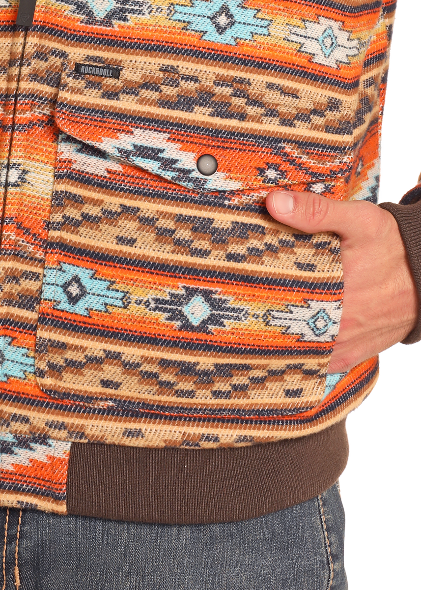 BROWN AZTEC JACQUARD BOMBER JACKET – The Tack House