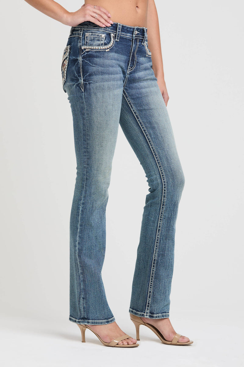Cross/Horse Hide Detail Mid-Rise Boot Cut 34" | EB-52003 – The Tack House