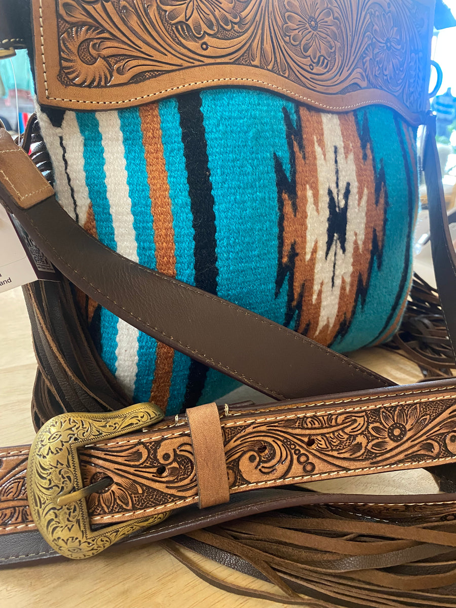 Tooled Turquoise Saddle Blanket Bag TW003 – The Tack House