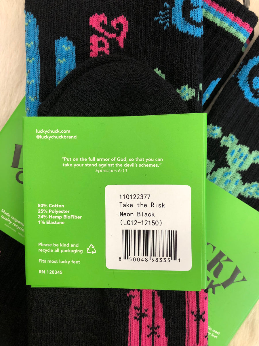 Lucky Chuck - TAKE THE RISK BLACK PERFORMANCE SOCKS – The Tack House