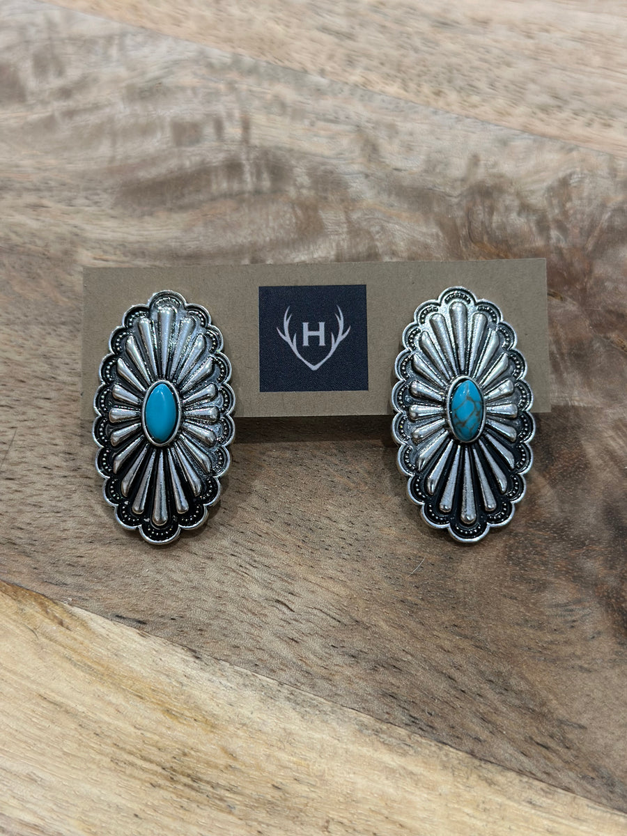 Large Oval Concho Turquoise Studs – The Tack House