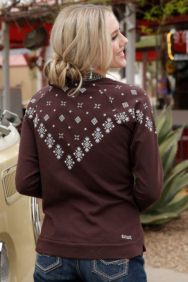 Ladies French Terry Sweat Shirt - Heather Brown – The Tack House