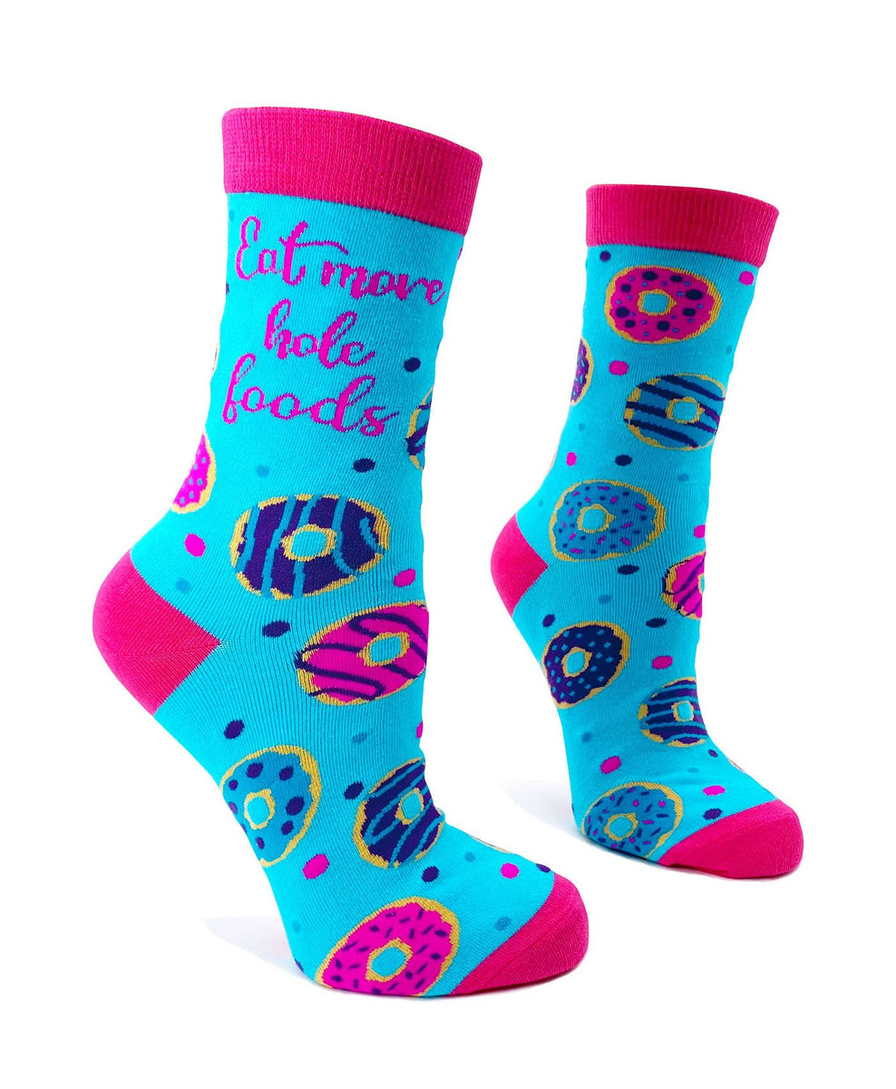 Eat More Hole Foods Women's Novelty Crew Socks With Doughnut – The Tack ...